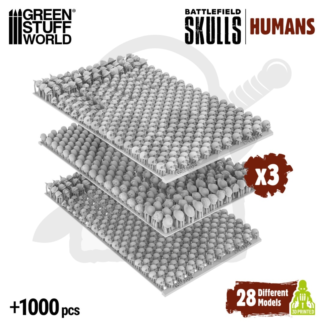 Battle-Models > 3D printed set - 1000x Battlefield Resin Skulls 1:48-1: ...